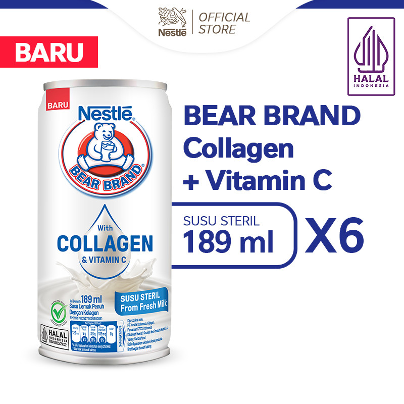 Jual BEAR BRAND Collagen + Vitamin C Susu Kaleng Susu Beruang Susu Steril Kolagen 189ml x 6 ...