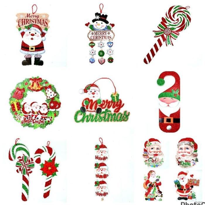 Jual Tongkat Santa Kayu Outdoor Gambar Kertas Natal Dekorasi Gantungan ...