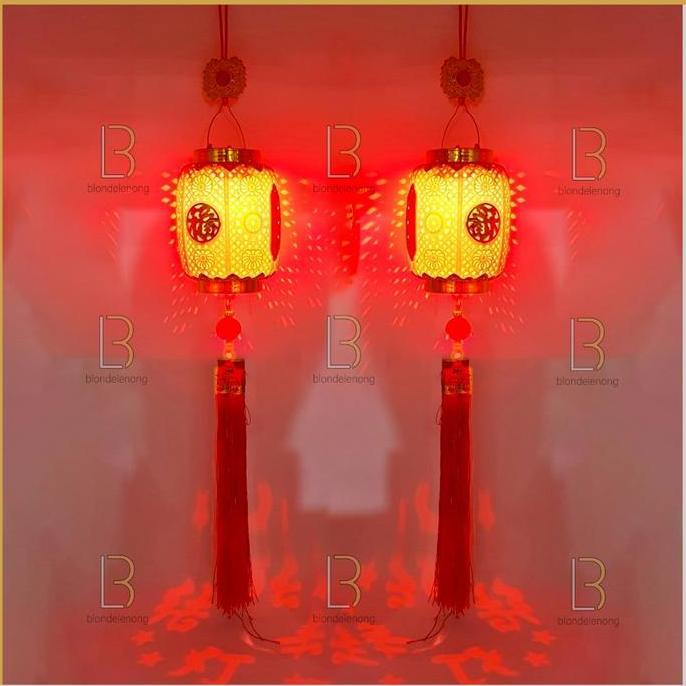 Jual Lampu Lampion Lonjong Gantung Led Merah Batre Baterai Imlek Cina ...