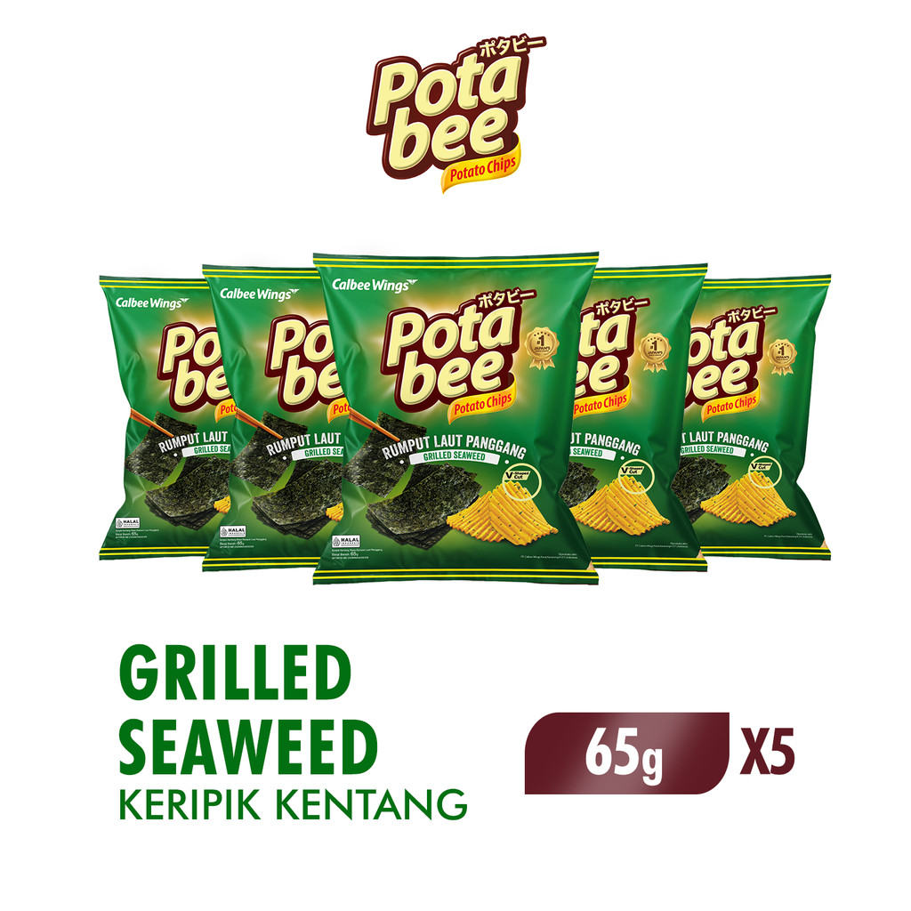 Jual Potabee Keripik Kentang Grilled Seaweed 65 gr x5 | Shopee Indonesia