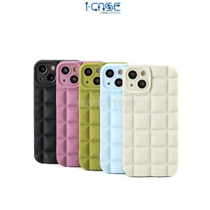 Jual Silicone Waffle Square Case for iPhne 7 8 PLUS XR X XS 11 12 13 14 ...