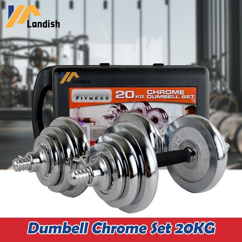 Jual Dumbell Barbel Set Box Full Chrome 20kg/30kg Sport Dumbbell Set ...