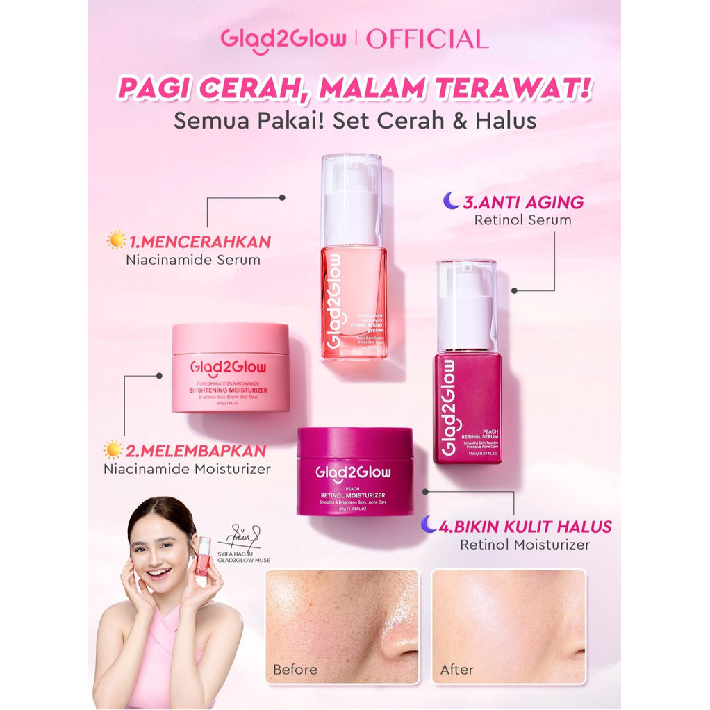 Jual Glad2Glow Paket 4in1 Day & Night Renew G2G Set Cerah Bundle ...