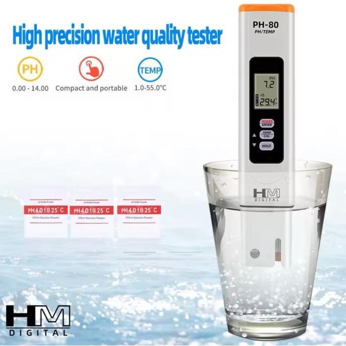 Jual BROOK- HM Digital PH-80 pH / Suhu HydroTester Alat Ukur PH Air HM ...
