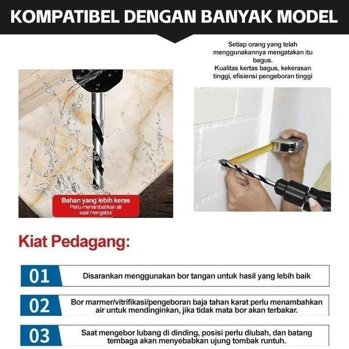 Jual Mata Bor Beton Keramik Kaca Set Komplit 12 Pcs Mata Bor ...