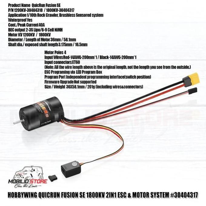 Jual Hobbywing Quicrun Fusion Se 1800Kv 2In1 Motor Esc Combo Rc Crawler ...