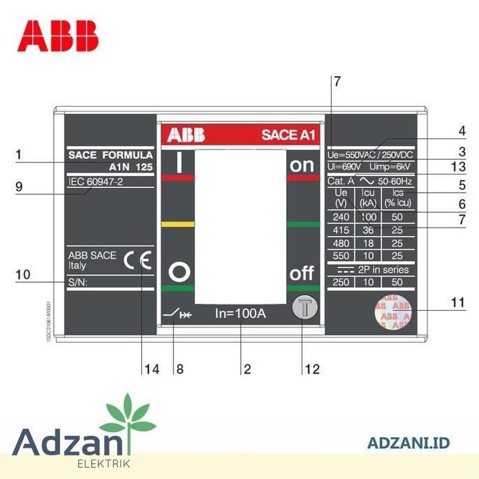 Jual Murah ABB MCCB 3P 18kA A2B 250 TMF Breaker Formula 125A 160A 200A ...
