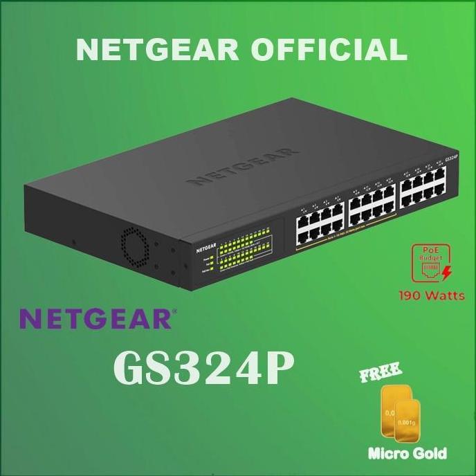 Jual Netgear GS324P 24 Port Gigabit Ethernet Unmanaged with 16 PoE+ ...