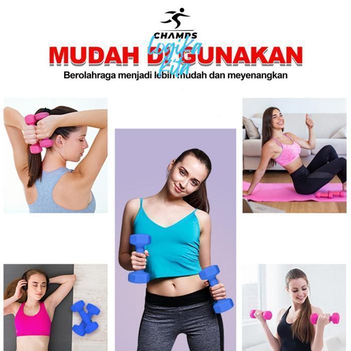 Jual GTU-712 CHAMPS Dumbell Murah Anti Slip Barbel 1-3KG Vinyl Alat Gym ...