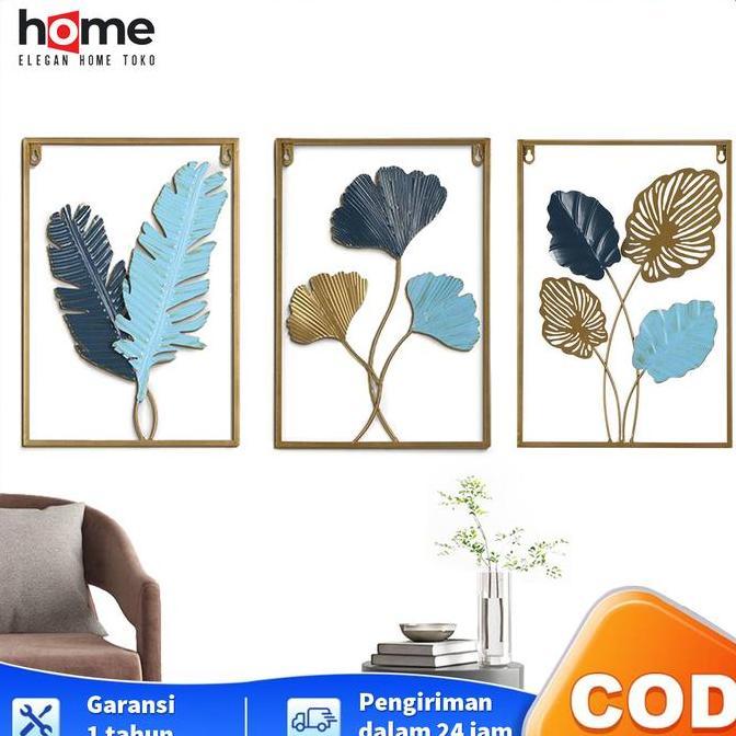 Jual E.HOME Hiasan Dinding 43*30cm Aesthetic Frame Model cat Daun Leaf ...