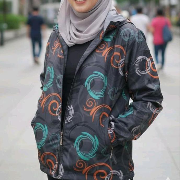 Jual jaket motif printing Slim-ting Panjang Wanita Wateroof Musim ...
