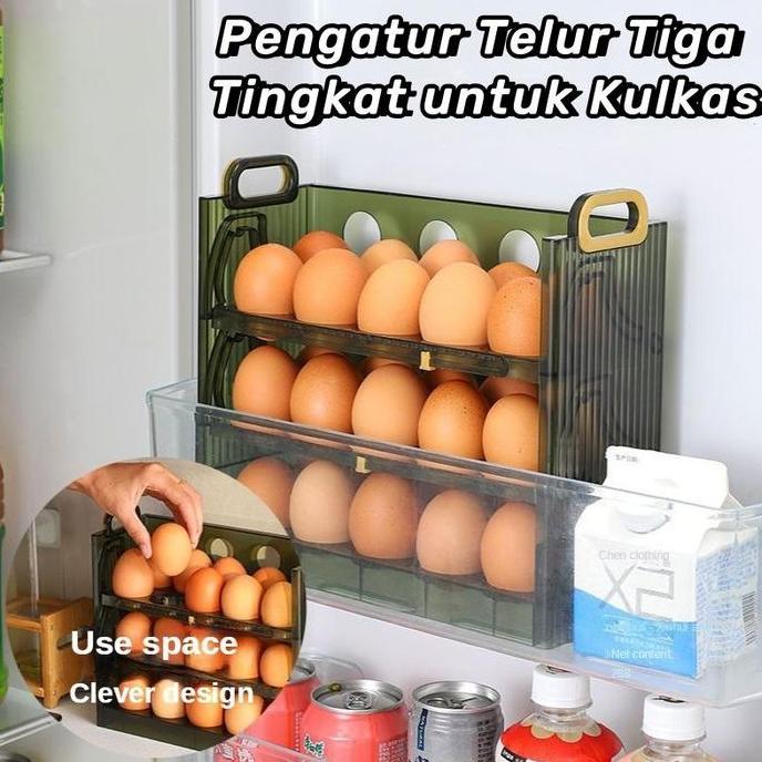 Jual Rak Penyimpanan Telur: Tempat Telur 3 Tingkat untuk Pintu Kulkas ...