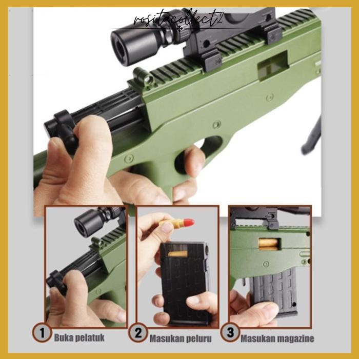 Jual AWM MAINAN RIFLE SHELL EJECTING SOFT BULLET TOY EDUKASI TARGET ...