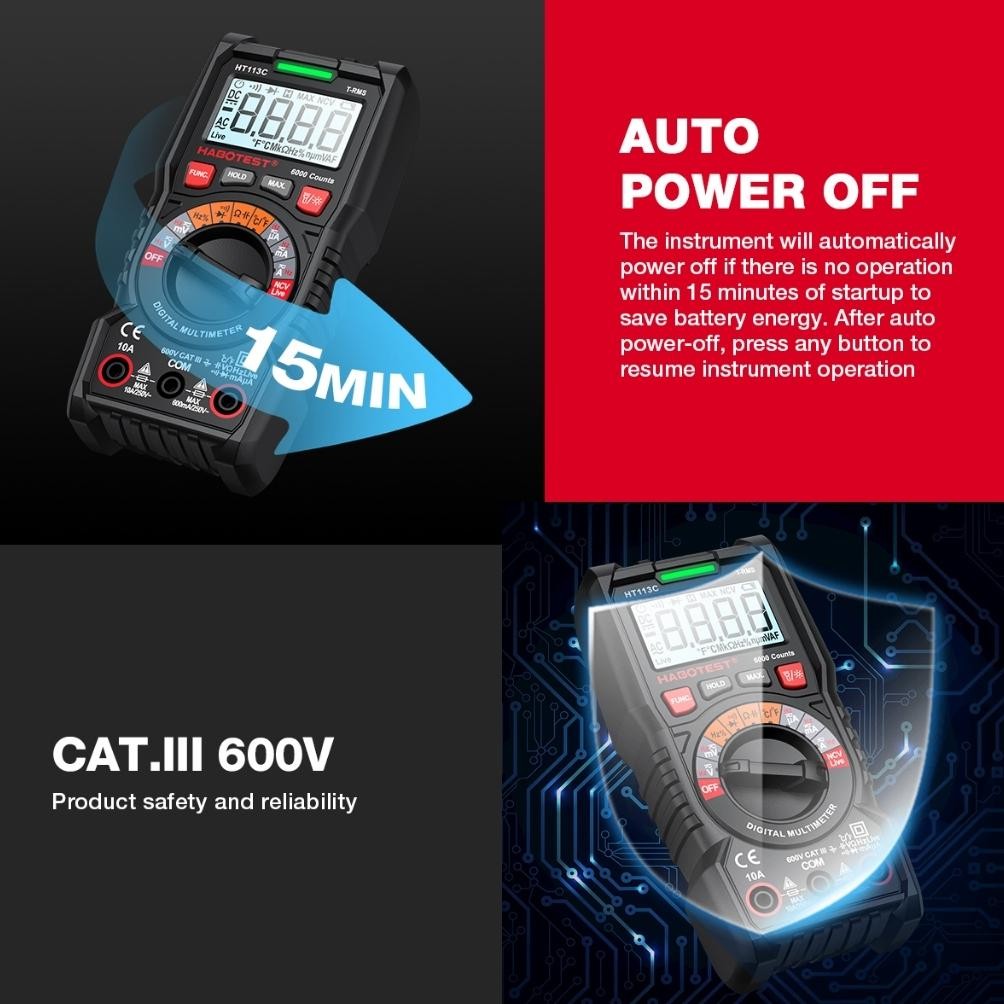 Jual HABOTEST HT113 HT108L Multimeter Digital 600V AC/DC Detektor ...