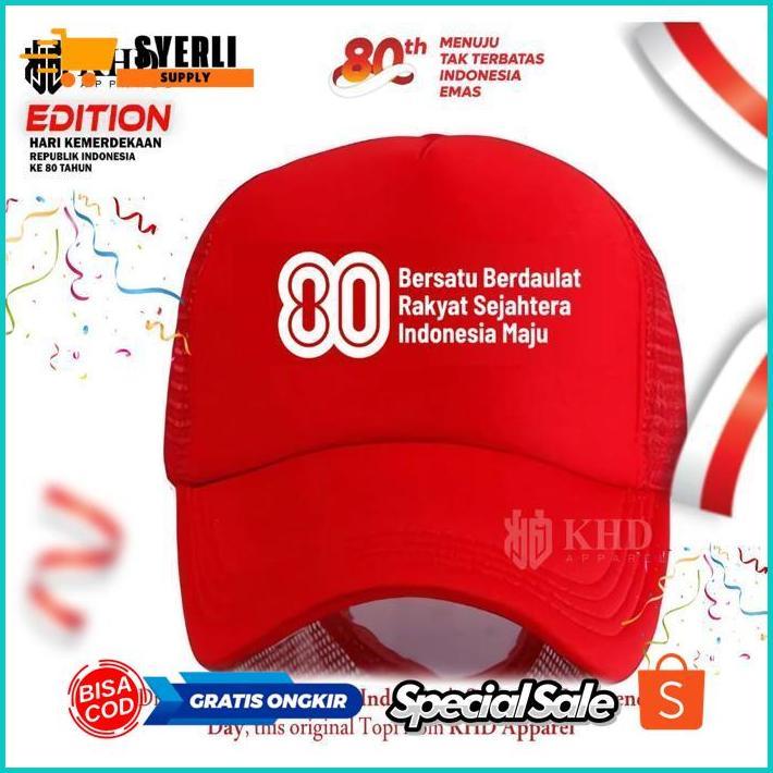 Jual VE29 edf-62 TOPI HUT RI KE 80, TOPI 17 AGUSTUSAN 2025, TOPI MERAH ...
