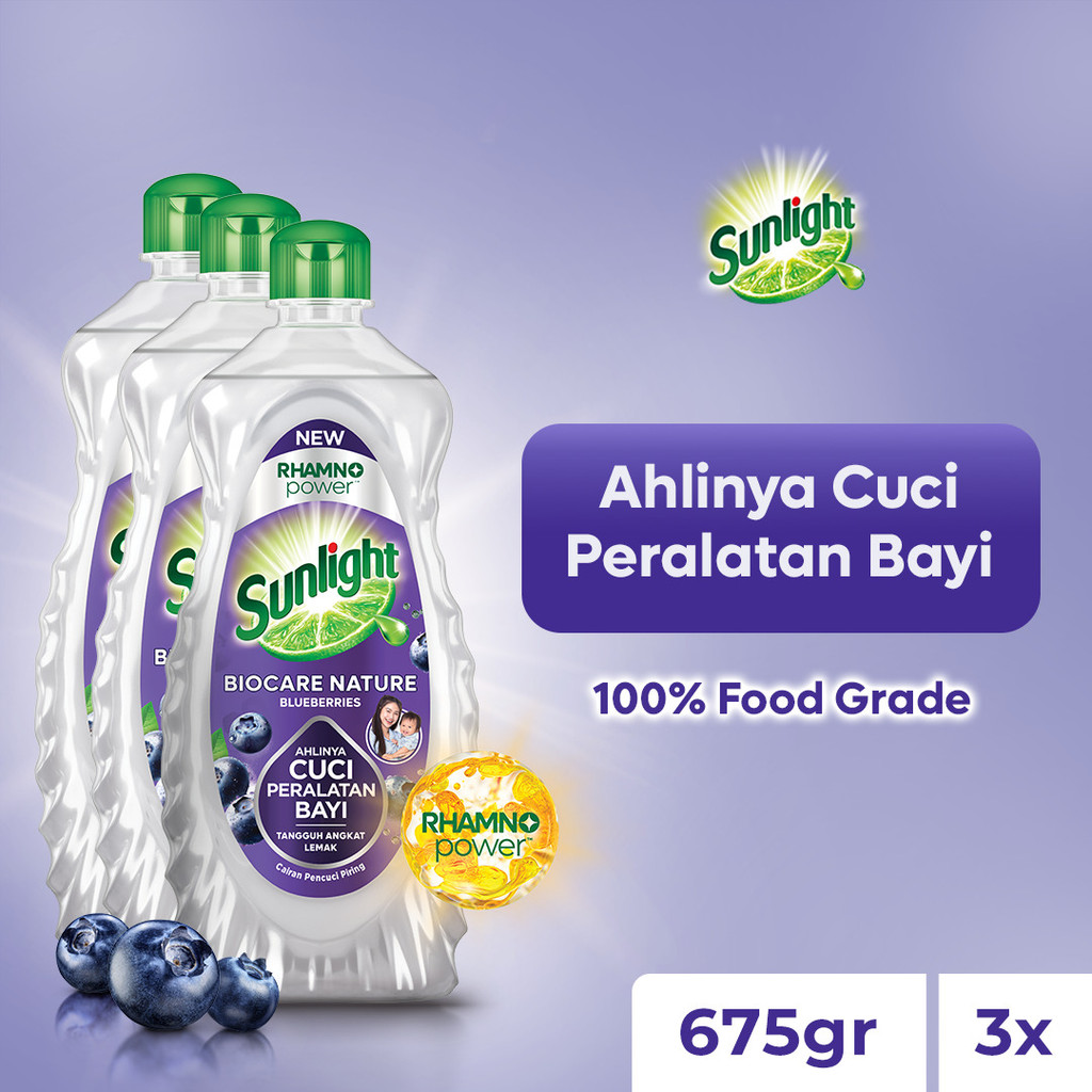 Jual [BARU!] Sunlight Biocare Nature Botol 675g x3 - Sabun Cuci Botol ...