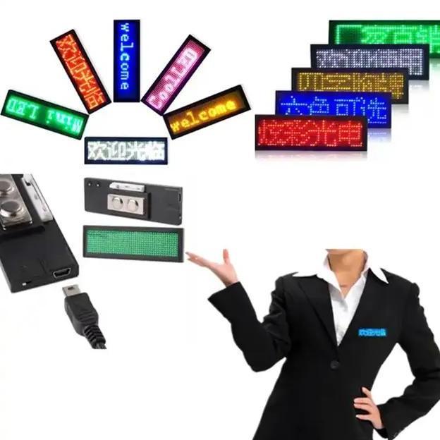 Jual Name Tag Led Mini Running Text Free Setting Custom Diy Name Badge ...