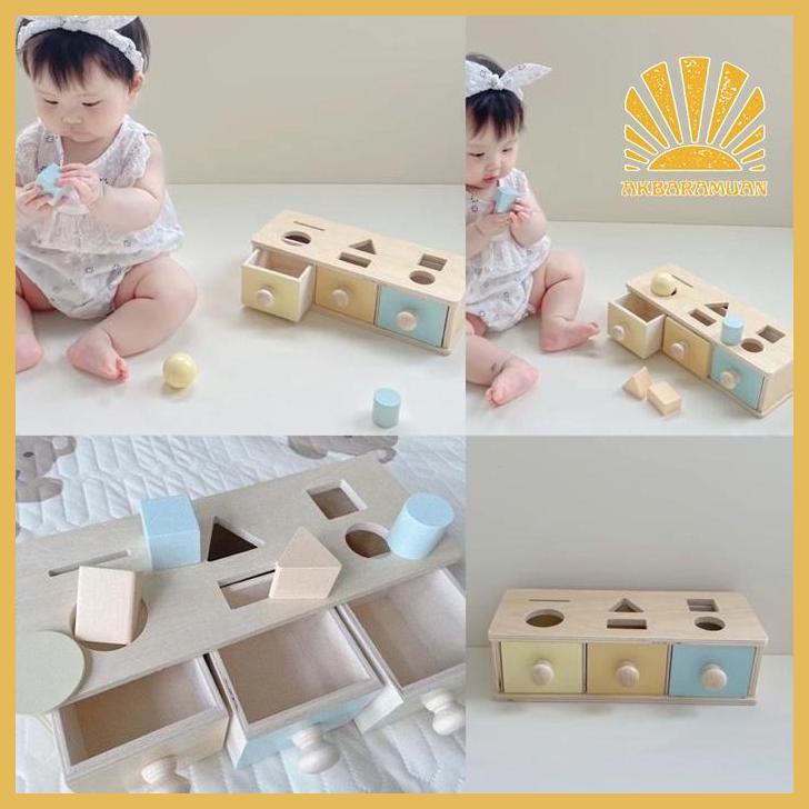 Jual COD g-24 baby montessori toys macaroon color coin box ball box ...