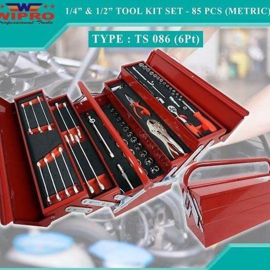 Jual AXER Tool Kit Set 1-4 1-2 6Pt 85 pcs Metric Wipro TS-086 | Shopee ...