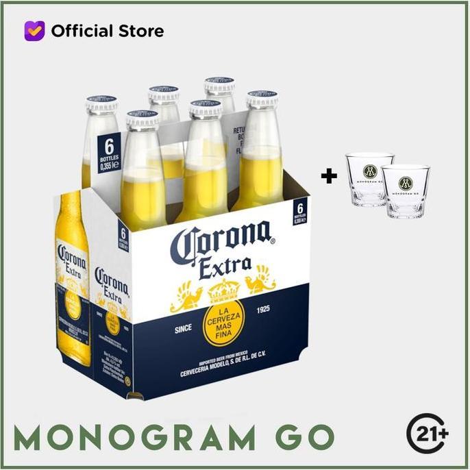 Jual Yaba_Ban9 - Corona Extra Beer 355Ml 6 Botol + Gratis 2 Gelas ...