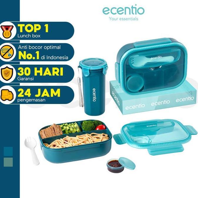 Jual ecentio 1200ml+500ml anti-spill lunch box spoon lunch box sauce ...