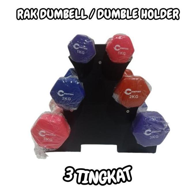 Jual RAK DUMBELL / DUMBLE HOLDER / DUMBELL STAND / RAK BARBEL 3 TINGKAT ...
