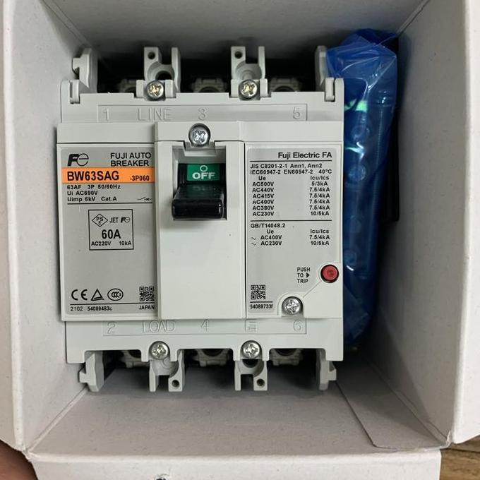 Jual Promo MCCB Breaker NFB Fuji BW63SAG BW 63 SAG 3POLE 60A Fuji ...