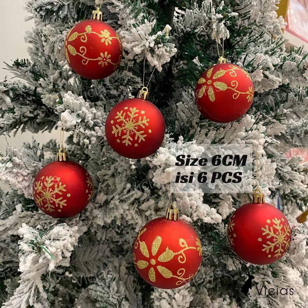Jual Bola Natal 6Cm 6Pcs Motif Painting Premium Ornamen Hiasan Pohon ...