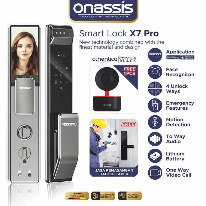 Jual Onassis Smart Lock X7 Pro dengan 3D Face ID, 1 Way Video & 2 Way ...