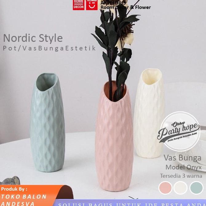 Jual :=:=:=:=] Vas Bunga Plastik Onyx / Pot Bunga Estetik / Hiasan ...