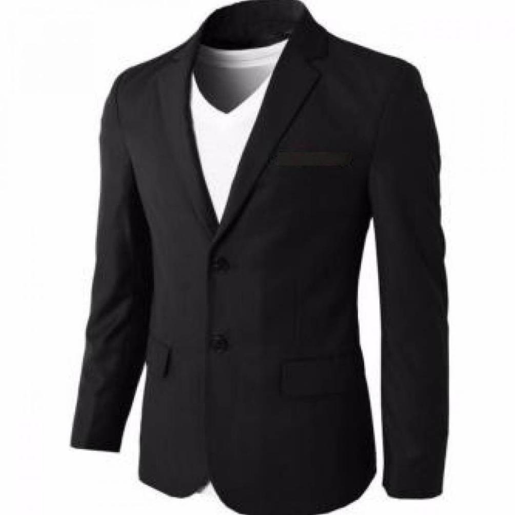 Jual Premium Jas Blazer Pria Hitam List Putih Kancing 2 Slimfit Formal ...