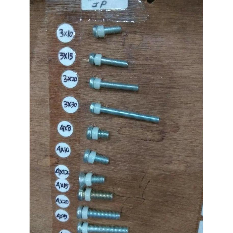 Jual Yukbisa- Baut Jp 3 X 30 Mm Lengkap Baut Mur 100 Set Galvanis Putih ...