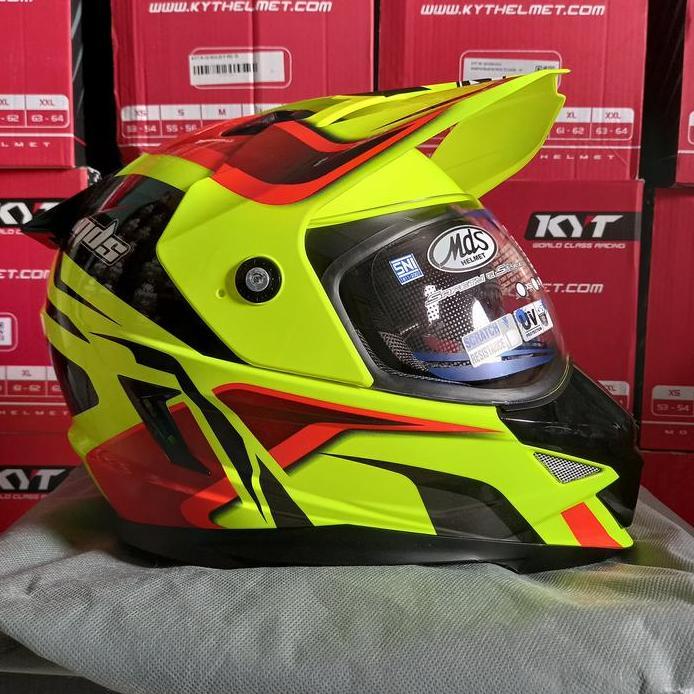 Jual MDS HELM SUPERMOTO/SUPER PRO#2 YELLOW FLUO RED FLUO BLACK | Shopee ...