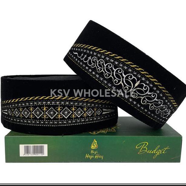 Jual Kopiah Haji Alay Bordir Standard Ac Tinggi 9 Cm Peci Sholat Hitam ...