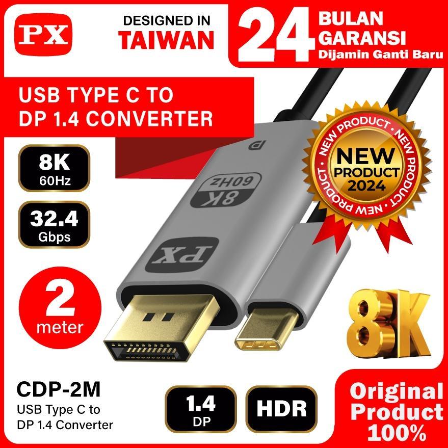 Jual Kabel USB Type C Converter to Display Port Laptop ke TV 8K PX CDP-2M | Shopee Indonesia
