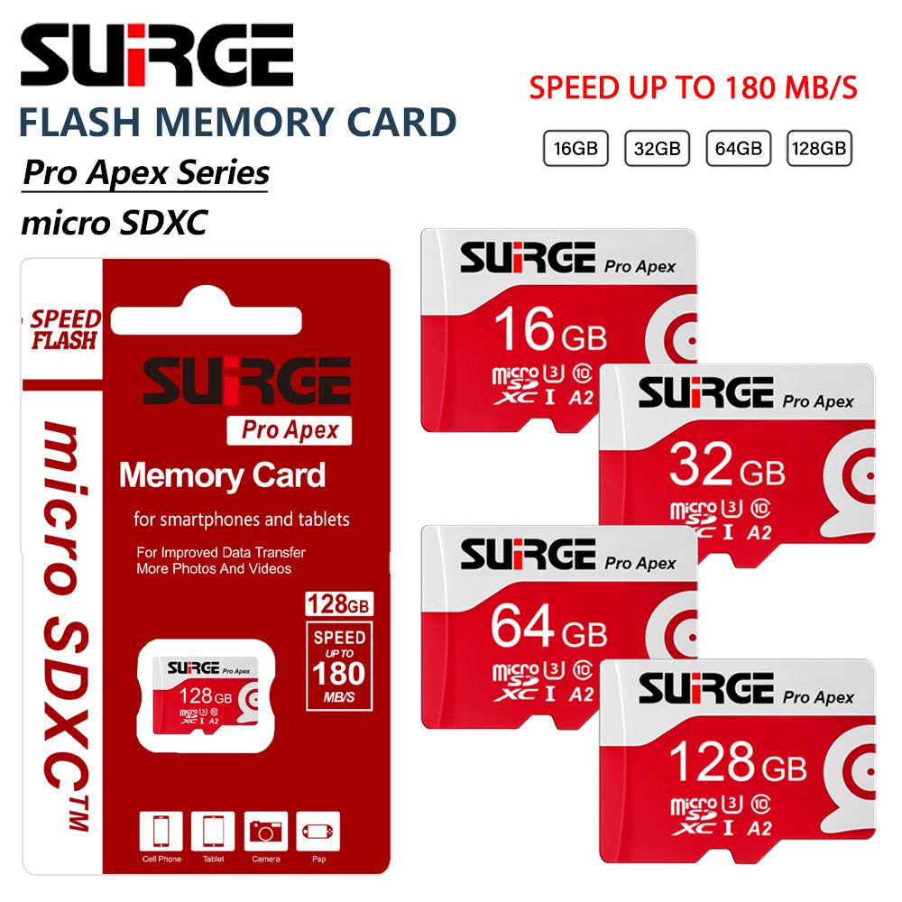 Jual SUIRRGE Memory Card 128GB 64GB 32GB 16GB Micro SD Card 180MB/S TF ...