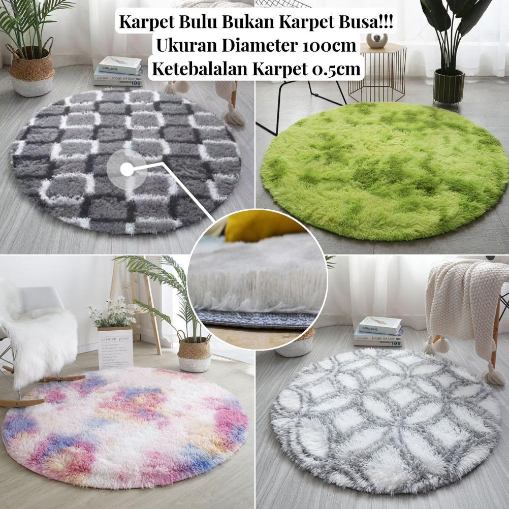 Jual Karpet Bulat Ombre Bulu Halus Warna Gradasi Kilap Import Diameter ...