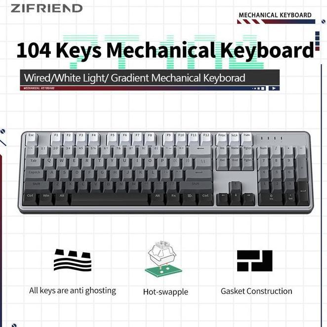 Jual Zifriend Zt104 Keyboard Mekanik Gradien 104 Tombol Keyboard ...