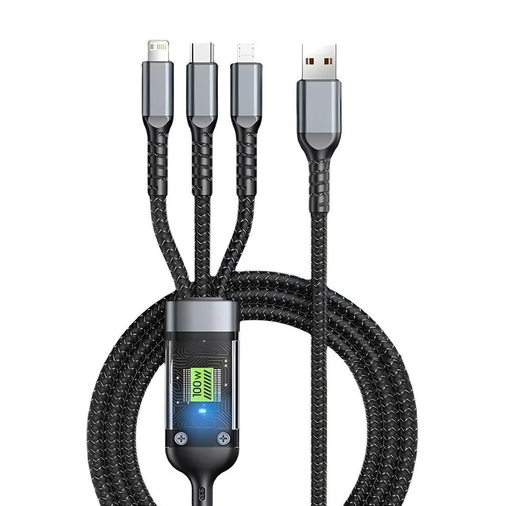 Jual BEST SALE 3 IN 1 100W FAST CHARGING CABLE LIGHTNING TYPE C USB ...