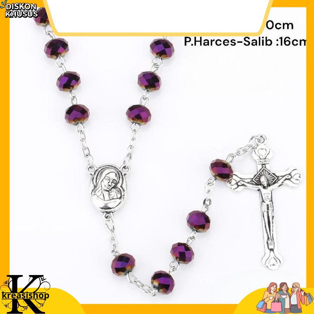 Jual Kalung Rosario Katolik Kristal Cutting Salib Terra 8 mm Aksesoris ...