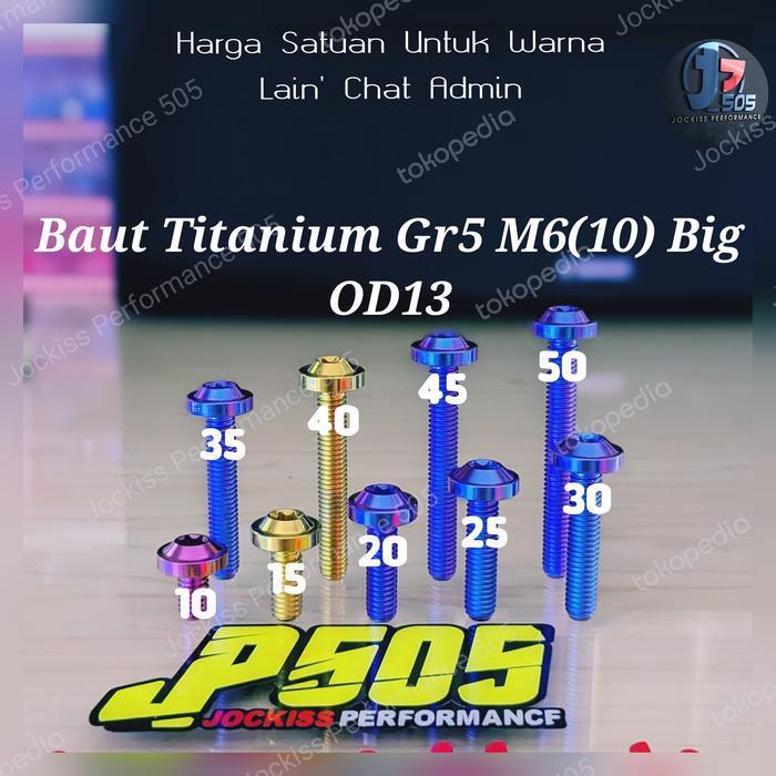 Jual Baut Titanium M6 MM (10) Big OD13 Baut 10 Panjang 10 - 50 MM ...
