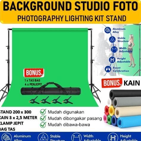 Jual [ORIGINAL] TaffSTUDIO Backdrop Stand Background Bracket 3M Foto ...