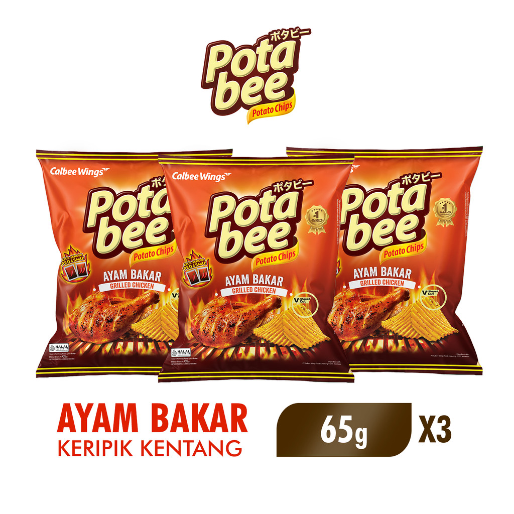 Jual Potabee Keripik Kentang Ayam Bakar 65 gr x3 | Shopee Indonesia