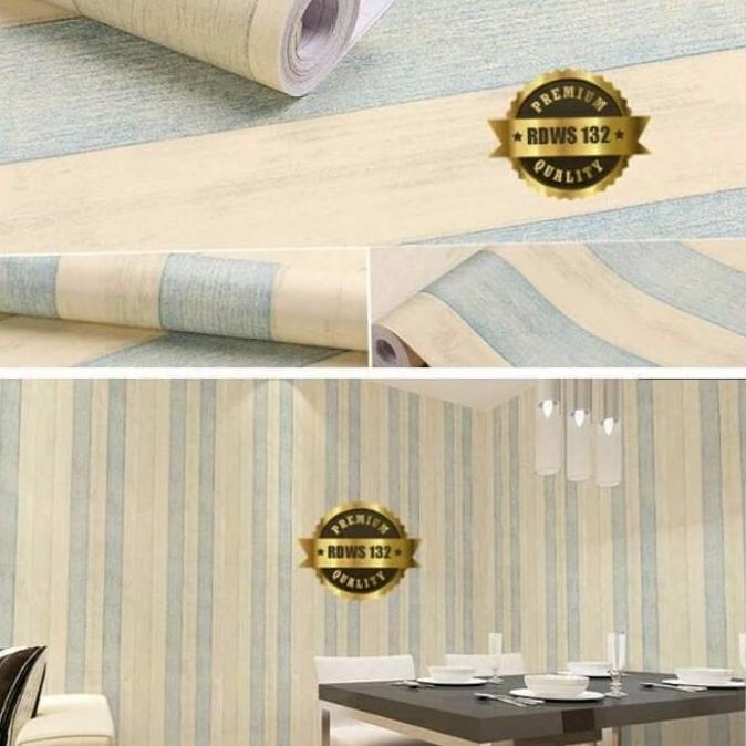 Jual Cat- Wallpaper Sticker Dinding 3D Kayu Biru Putih Abu | Wallpaper ...