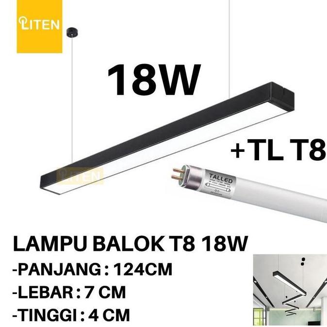 Jual Kap Lampu Gantung Office TL Linear T8 LED 18 Watt Downlight Plafon ...