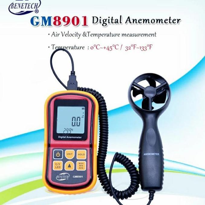 Jual MI-GUSTASTU Gm-8901 Gm8901 Gm 8901 benetech Digital Anemometer ...
