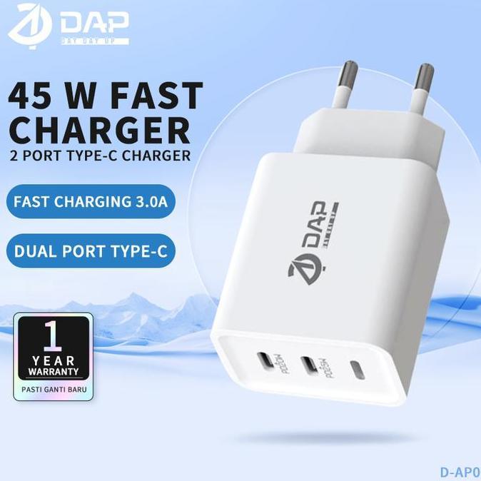 Jual DAP Charger Fast Charging PD 45 Watt Dual Output 3 Port Type C ...