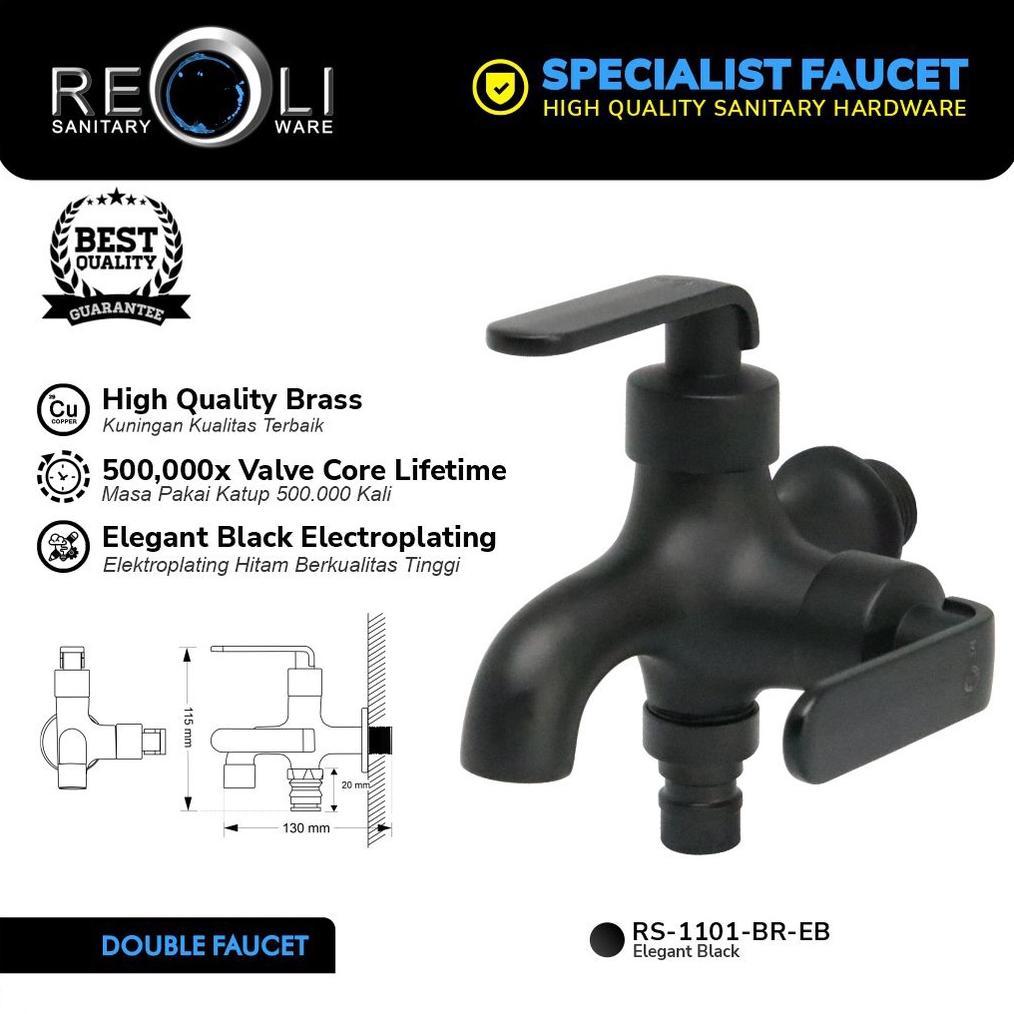 Jual REOLI Keran Air Cabang Shower Mandi Double Tembok Hitam Black ...