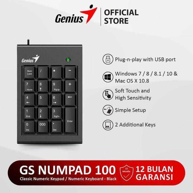 Jual Genius Numpad 100 Numerik Keyboard Keypad Numeric USB Cable ...