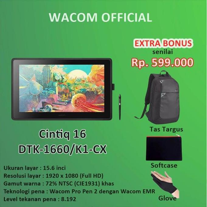 Jual Grosir Wacom Cintiq 16 Dtk-1660/K1-Cx 16" Inch Dtk 1660 K1 Cx ...